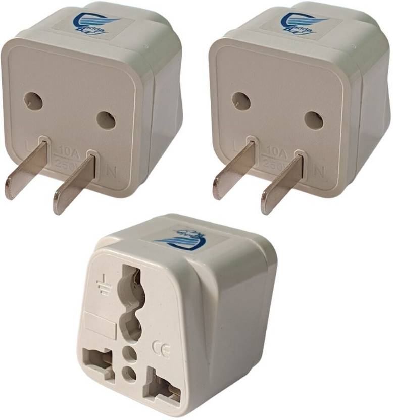 vadda bai 3 Pcs 10A 250V 2 Pin Conversion Plug for Convert India to USA ...
