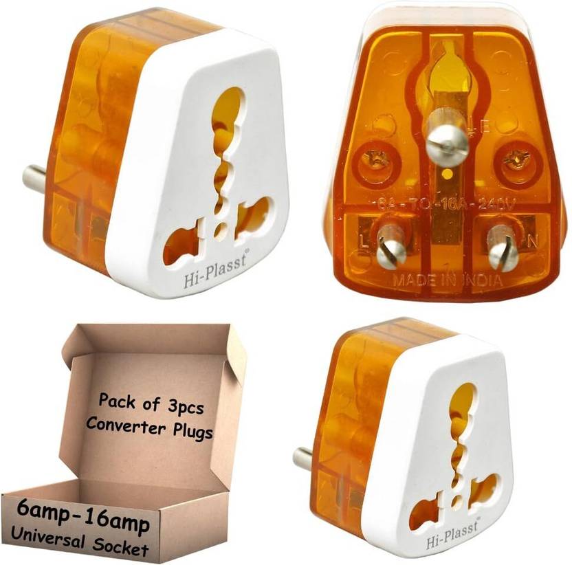 HI-PLASST (3PCS) BIG SIZE 15A Plug , 3 Pin Universal Socket Conversion ...