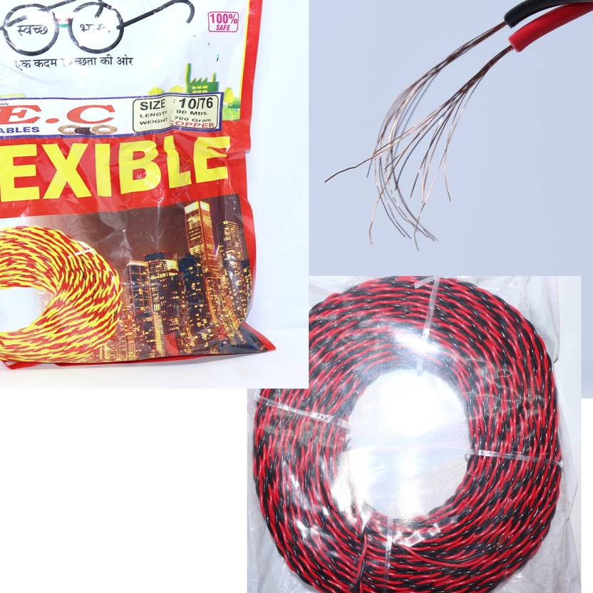 SUPER GEC 10/76 Flexible Twisted Pure Copper Wire 0 sq/mm Red, Black 90 ...