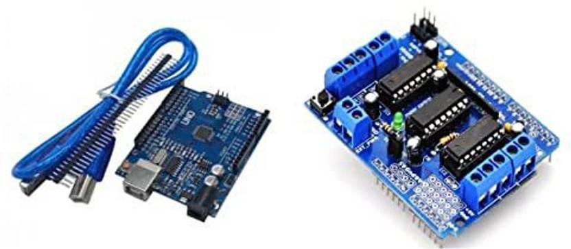 AUTO BOTIX Arduino UNO R3 ATmega328P + USB Cable + L293D Motor Driver (Arduino Combo) Micro ...