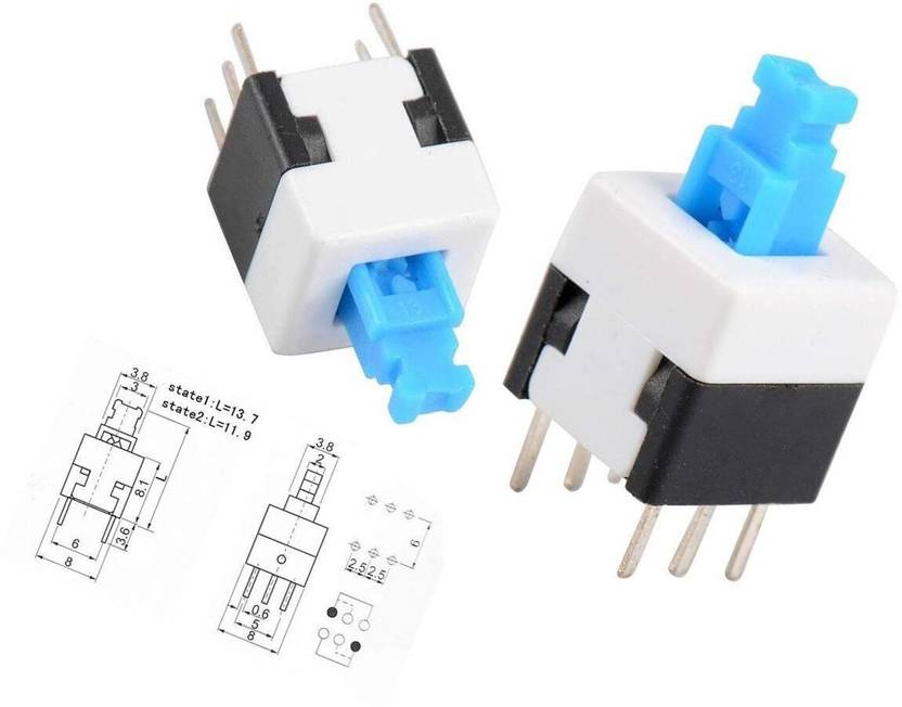 INVENTO 2Pcs 7 x 7mm PCB Mount Tactile Push Button Switch Self Latching ... INVENTO 2Pcs 7 x 7mm PCB Mount Tactile Push Button Switch Self Latching ...