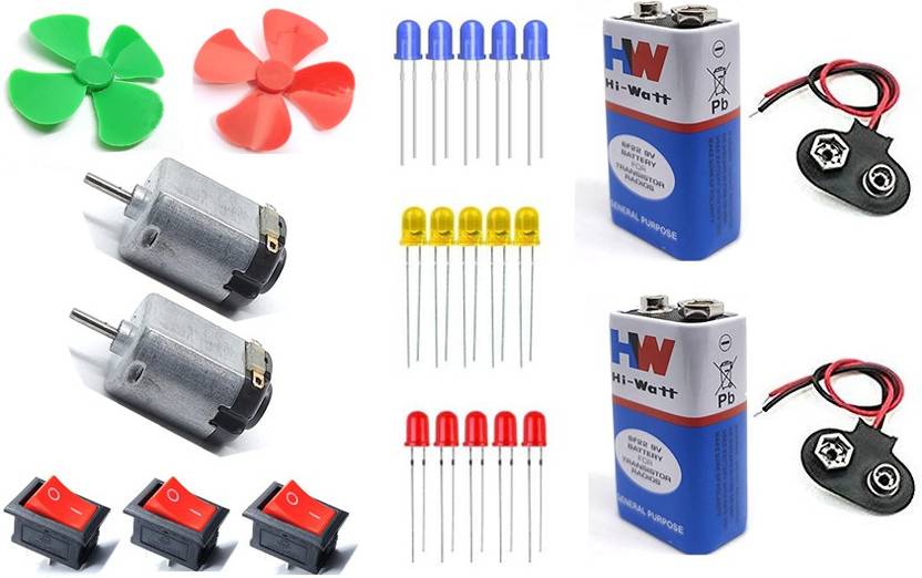TZZOT Science Project Kit Dc Motor/Battery Snap/LED /Fan Blade/9v ...