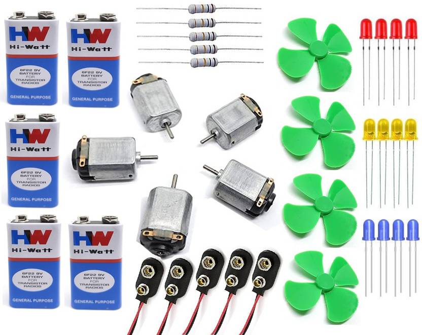 TZZOT Science Experiment Kit DC Motor, 9V Battery,LED, Battery Snap ...