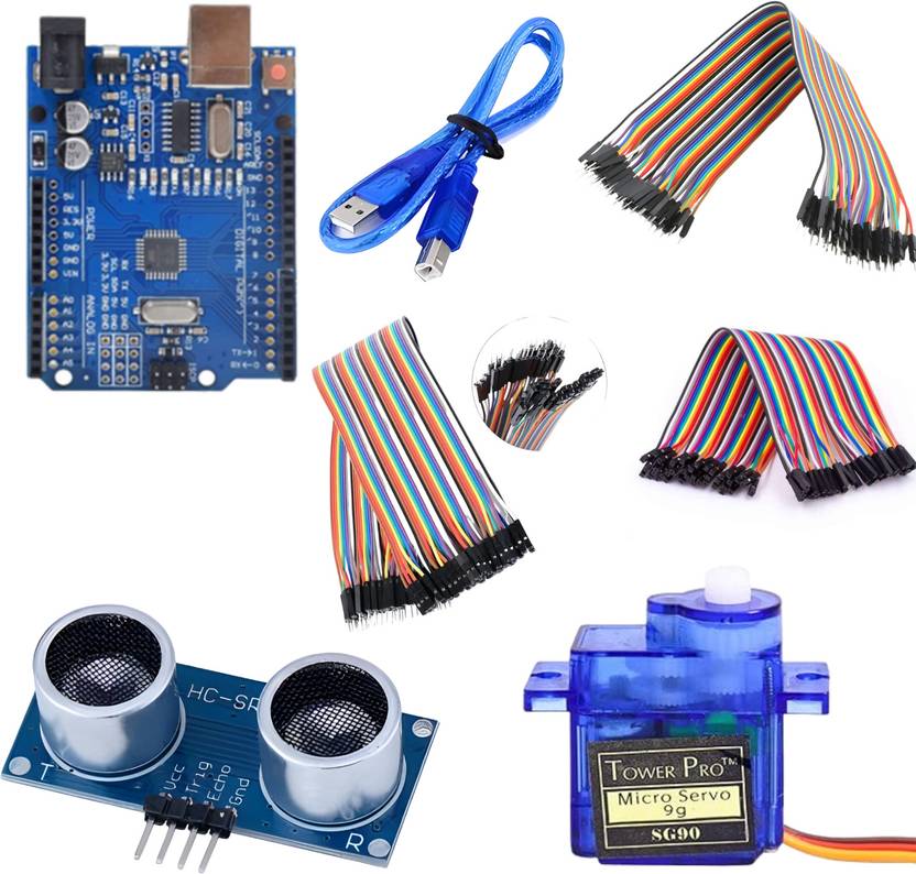 R&D UNO R3 SMD Jumper wires HC-SR04 Ultrasonic, SG90 motor for Arduino ... R&D UNO R3 SMD Jumper wires HC-SR04 Ultrasonic, SG90 motor for Arduino ...
