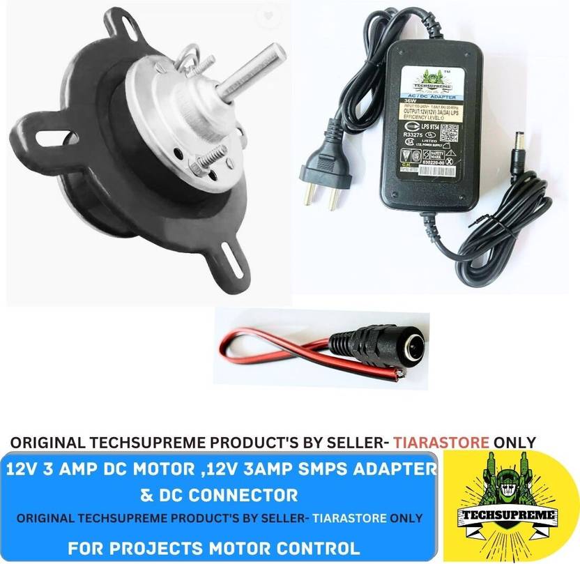 TechSupreme 12V DC 3Amp Motor, 12v 3Amp SMPS Adaptor, DC Connector For ...