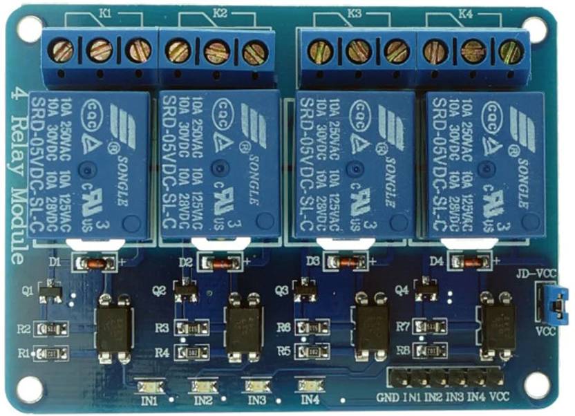 Ihc 5V 4Ch 10A Relay Module With Optocoupler Electronic Components ...