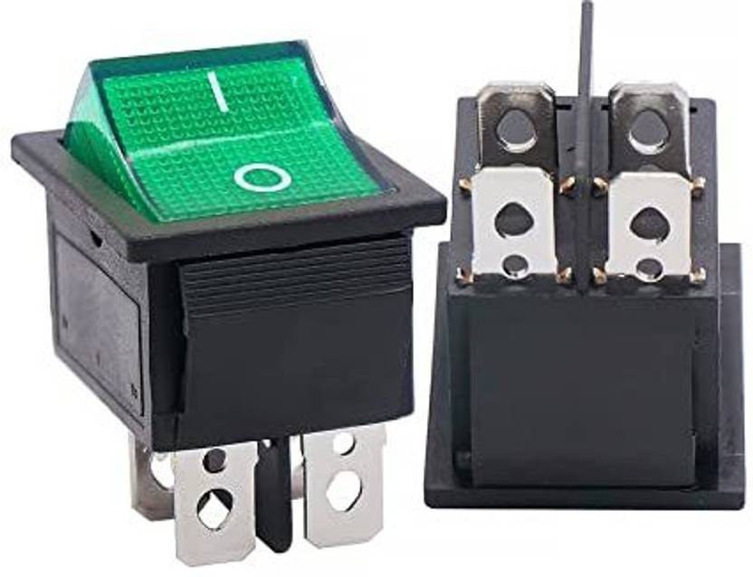 Prowans 4 Pins ON/Off Switch AC Rocker Green Switch with Indicator ...