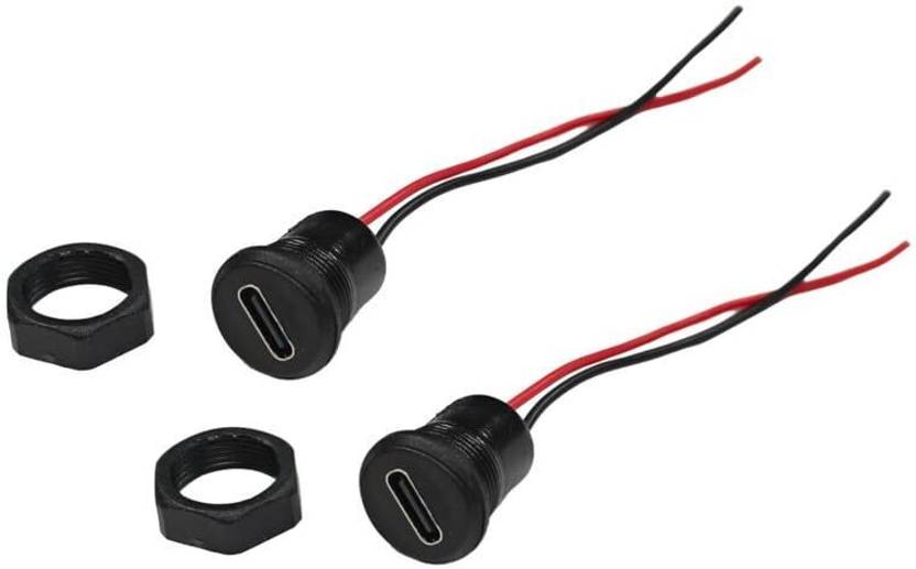 ERHIndia 2 Pcs Type C Female USB Panel Mount Socket Connector with Wire ...