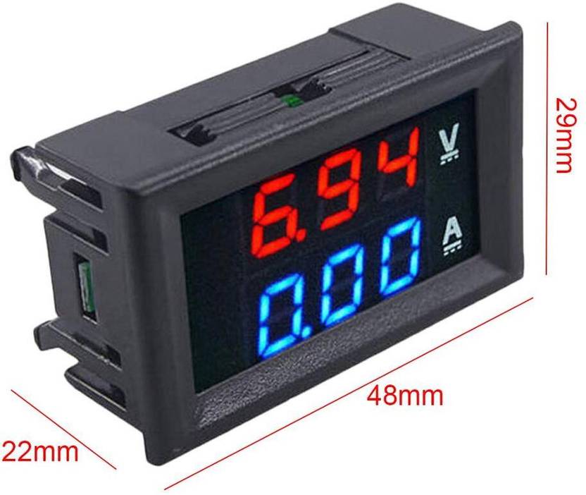 DOCTORGENTLE 0.28" LED Voltmeter Ammeter, Red and Blue Digital Voltage ...
