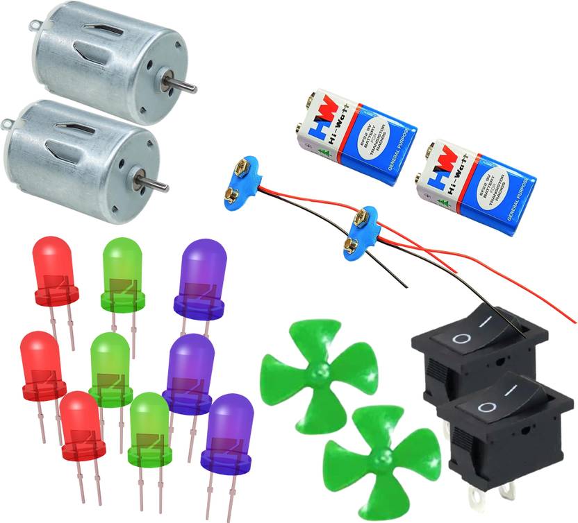 QuriosityIN DC Motor with FAN switch battery | School project kit pack ...