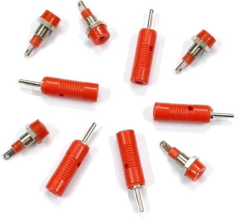 ERH India (5 Pair Red) 2mm Banana Pin Connector Male Electronic ...