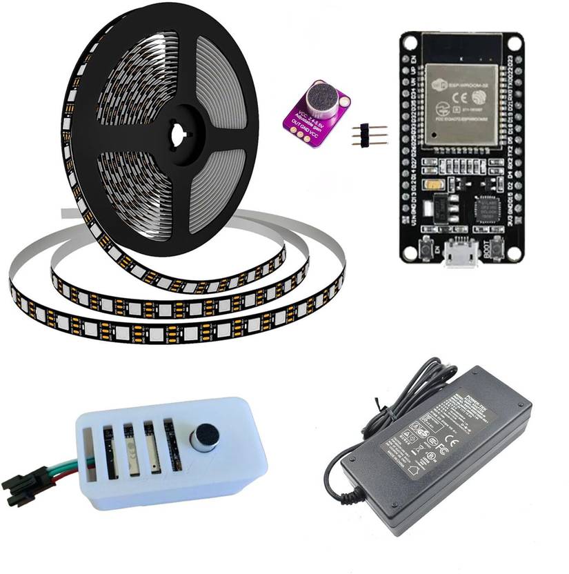 Electrobot WLED Sound Reactive,Pre-Soldered ESP32 with MAX4466 Mic,5m ...