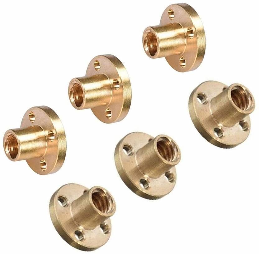INVENTO 6Pcs T8 nut Pitch 2mmLead 8mm Brass Tr8 round Flange Single ...