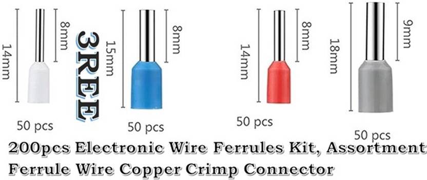 3REE PREMIUM Ferrules Connectors Terminals Kit,200 Pcs Electronic ...