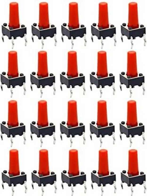 Electronic Spices 6 X 6 X 13mm Red Color Tactile Momentary Push Button ...