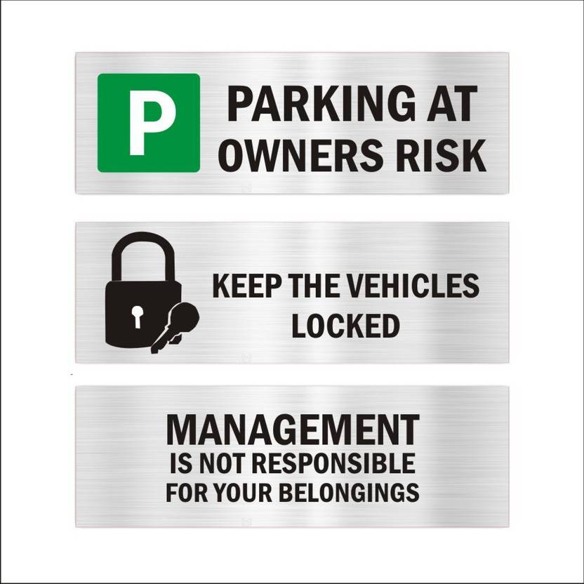 Mindcraftz Parking at Owners Risk Keep the Vehicles Acrylic sign board ...