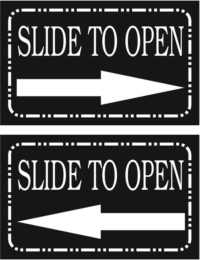 IDPZ Slide To Open Door Sticker Print On PVC Vinyl Size 5X8"inch Pack ...