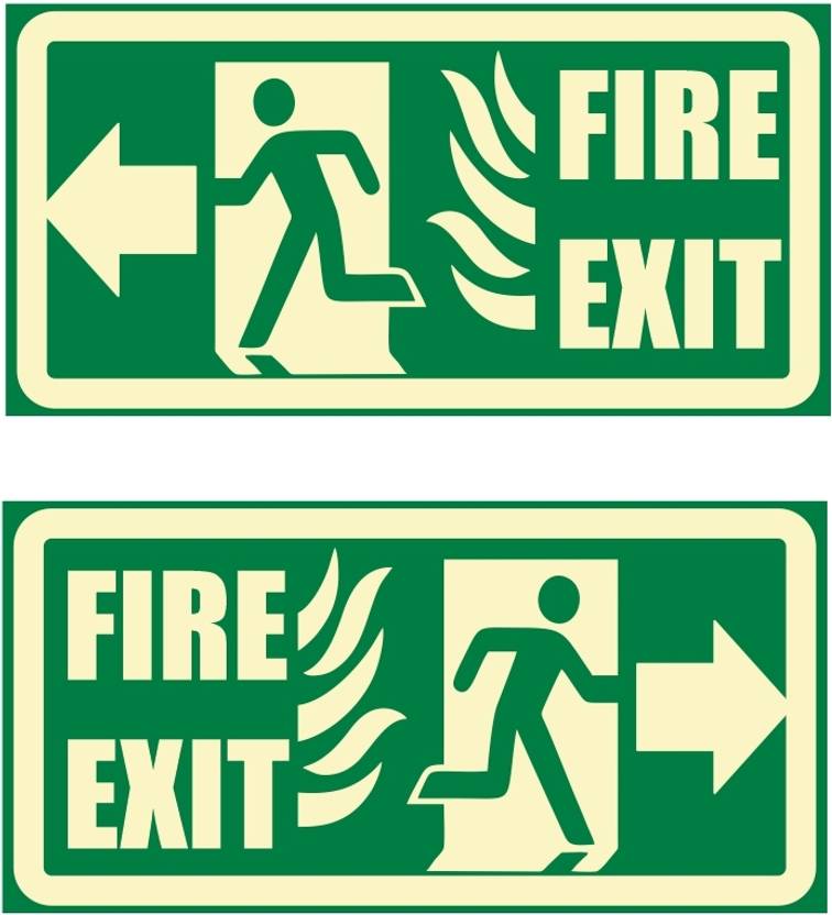 voorkoms Fire Exit Sign Board Left And Right Sunboard Office, Hospital ...