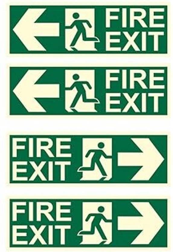 Being Safe Fire Exit Left/Right Arrow Night Glow Signboard On PVC ...