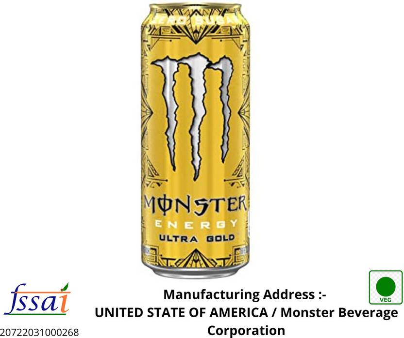 Monster Energy Ultra Gold Zero Sugar (IMPORTED FROM USA) Energy Drink ...