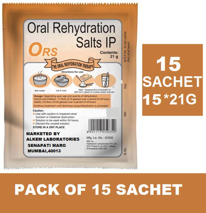 alkem WHO FORMULATION ORS ORAL REHYDRATION WITH ELECTROLYTES (15*21.8G ...