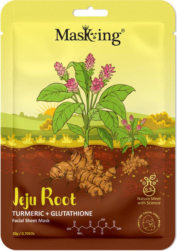 MasKing Jeju Root Facial Sheet Mask Turmeric + Glutathione, Face Serum ...
