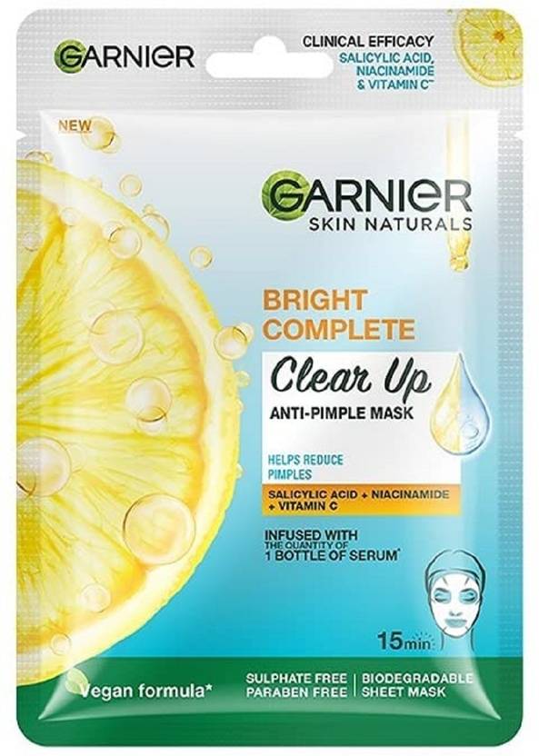 GARNIER Bright Complete Anti Pimple Sheet Mask - Price in India, Buy ...