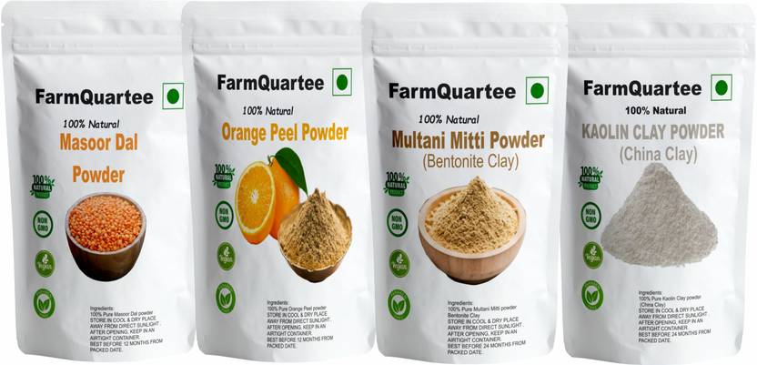FarmQuartee Orange Peel Chinni Mitti (Kaolin Clay) Multani Mitti Powder ...
