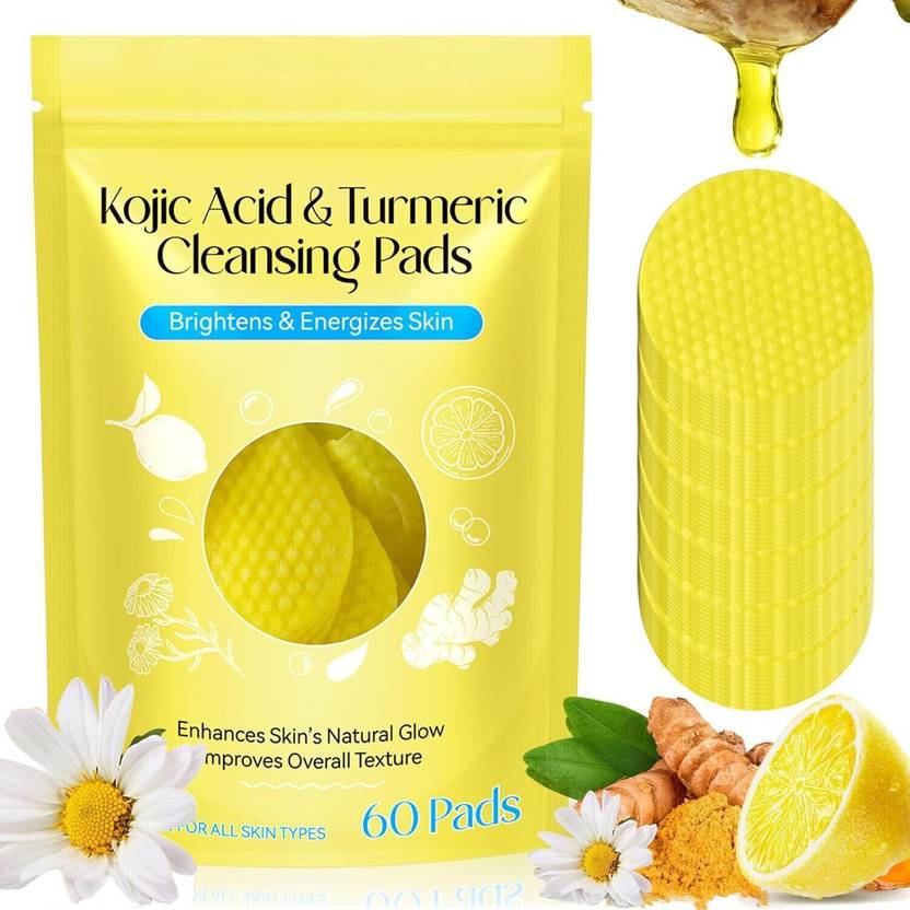 KRIJMOFAB 60PCS Kojic Acid and Turmeric Pads, Exfoliating, Acne Scars ...
