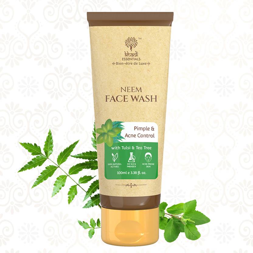 Khadi Essentials Neem With Tulsi & Tea Tree Clears Acne & Pigmentation Balances Sebum Face Wash ...