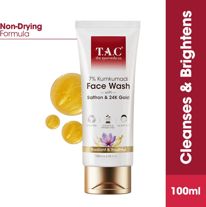 TAC - The Ayurveda Co. Saffron & 24K Gold Kumkumadi Instant Glow Non-drying All Skin Types Face ...