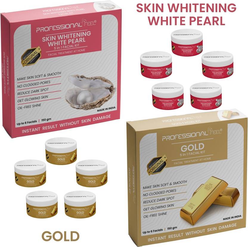 PROFESSIONAL FEEL GOLD & SKIN WHITENING FACIAL KIT COMBO PACK - Price ...
