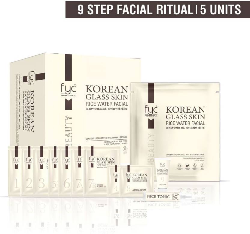 FYC PROFESSIONAL Korean Glass Skin Rice Water Facial Kit - 5*183g Pouch - Price in India, Buy ...