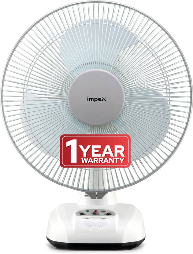 IMPEX Rechargeable Table Fan (BREEZE D3) with LED Light 305 mm 3 Blade ...