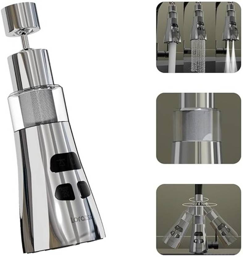Lorazzo FLO 360° Kitchen Tap Extender with Water Filter Faucet Nozzle ...