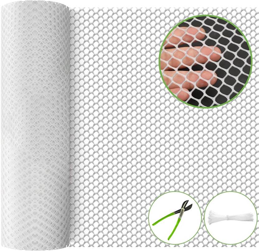 Singhal White Tree Guard Net 4 Ft X 20 Ft, with 1 Cutter & 50 PVC Tags ...