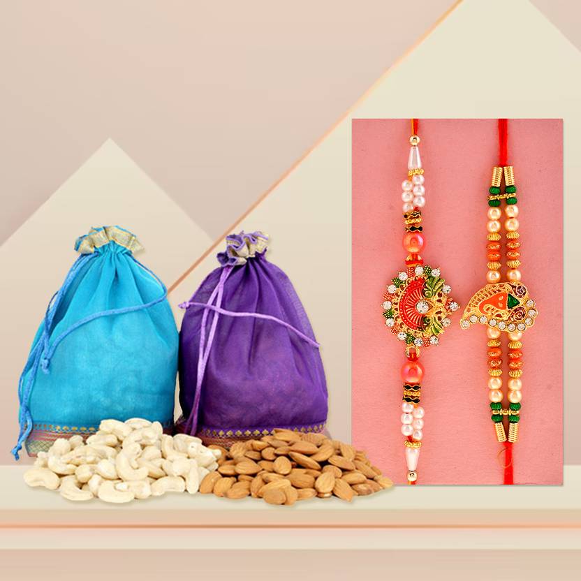 Ascension Ganesh Ji & Flower Design Rakhi for Brother With Dry Fruits ...