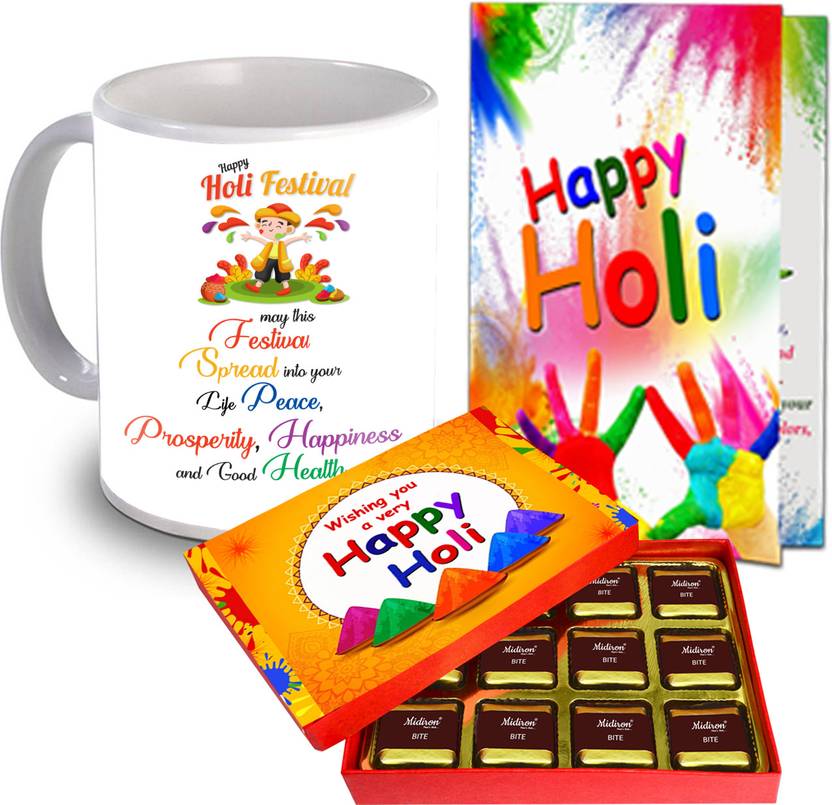 Midiron Chocolate Gift Box|Happy Holi Card|Holi Items|Holi Mug Ceramic ...