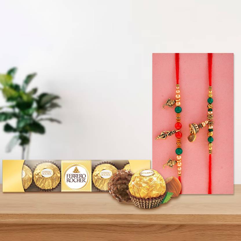 Ascension Ganesh Ji Krishna Design Rakhi for Brother With Small Ferrero ...