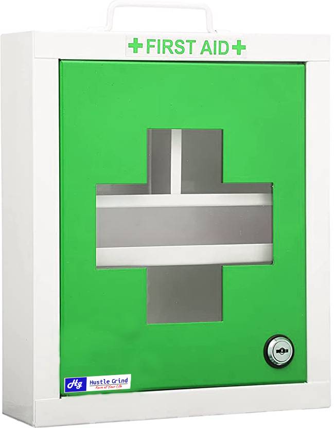Hustle Grind HG First Aid Box (Green) | Wall-mountable Metal Emergency ...