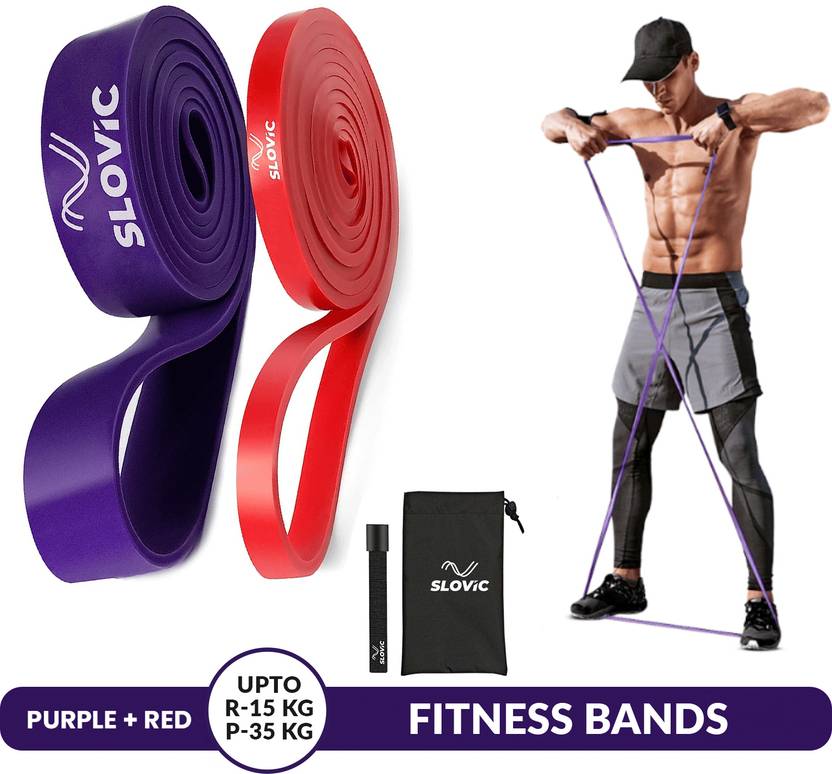 SLOVIC Resistance TPE Bands for Workout - Red & Purple | Band for Home ...