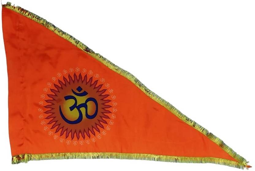 Manorath OM printed Saffron (kesariya), Orange color flag Triangle ...