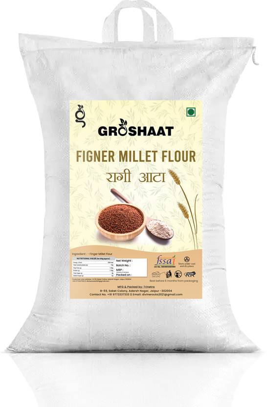Groshaat Ragi Atta (Finger Millet Flour)- 10Kg Pack Price in India - Buy Groshaat Ragi Atta ...
