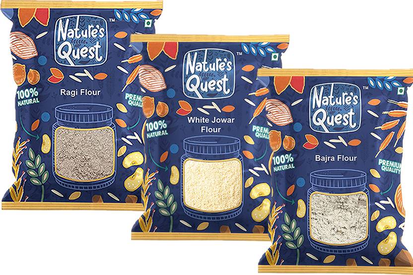 Nature’s Quest Millet Flour Combo 2700 Gms|White Jowar Flour,Bajra Flour,Ragi Flour Price in ...