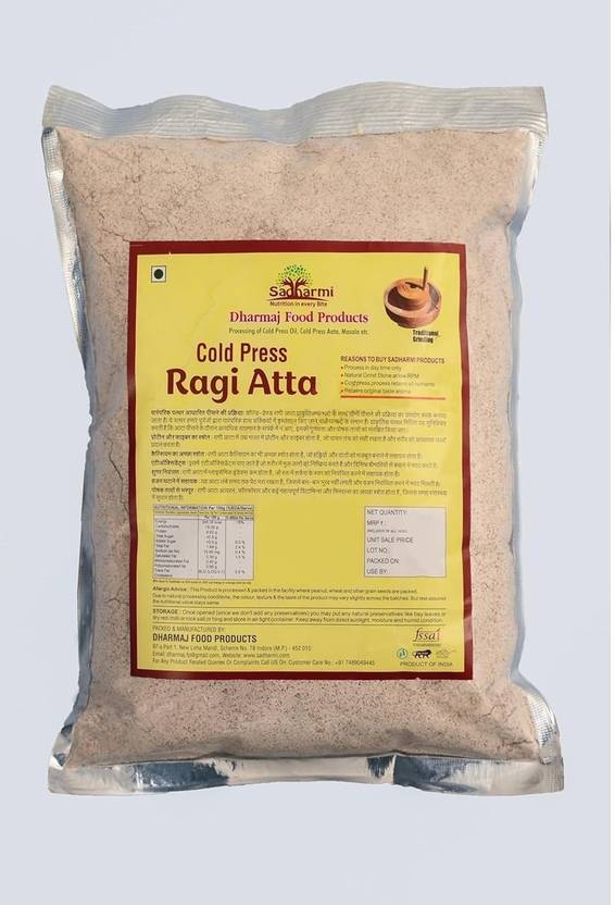 Sadharmi Pure Cold-Pressed Ragi Atta | Stone Ground Whole Ragi Flour ...
