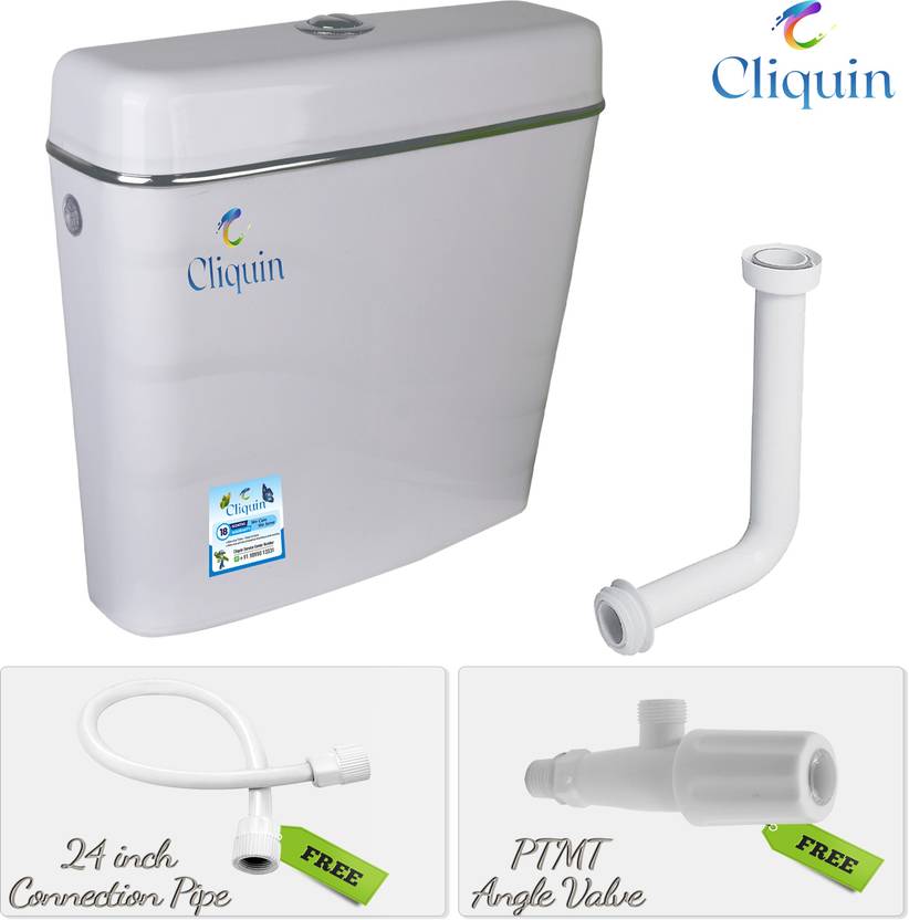 Cliquin CS-102 Pristine Flushing Cistern Complete Set Center Top Push Button Dual Flush Tank ...