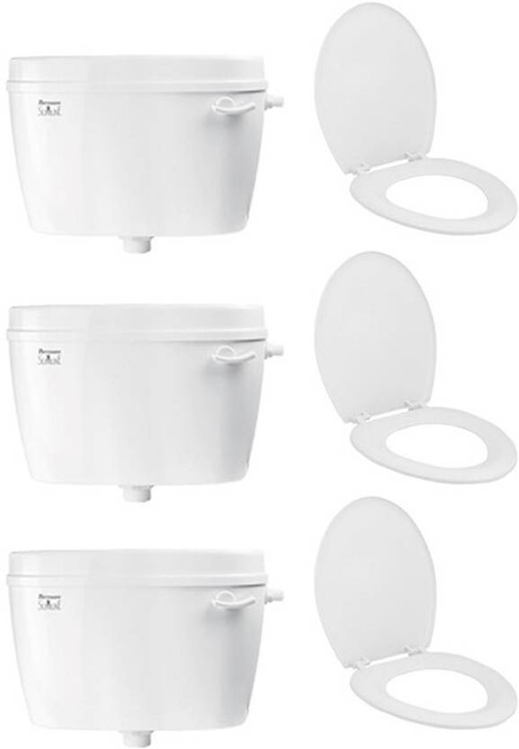 Parryware Utsav cistern flush tank with toilet seat cover set of 3 pic ...