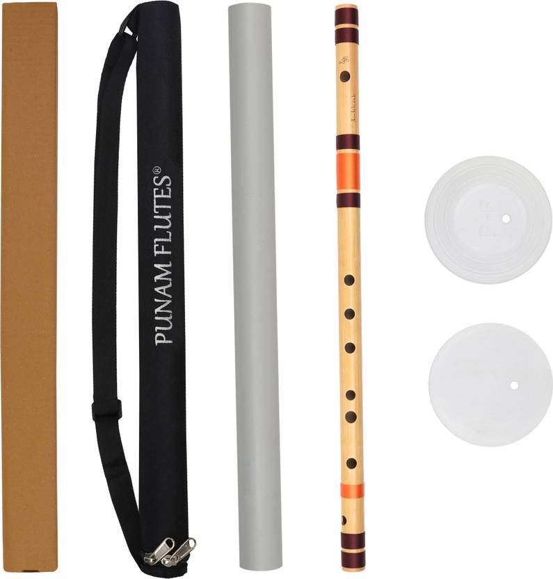 Punam Flutes G Natural Base Premium Bansuri (Right Hand) 25.65 inches ...
