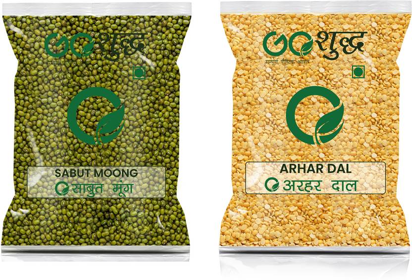 Goshudh Premium Quality Arhar And Sabut Moong Dal Combo (750 g each ...