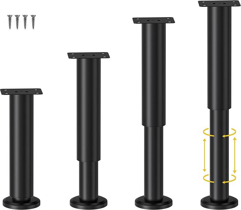 HASTHIP Adjustable Metal Furniture Bed Risers Legs with Screws for Sofa ...